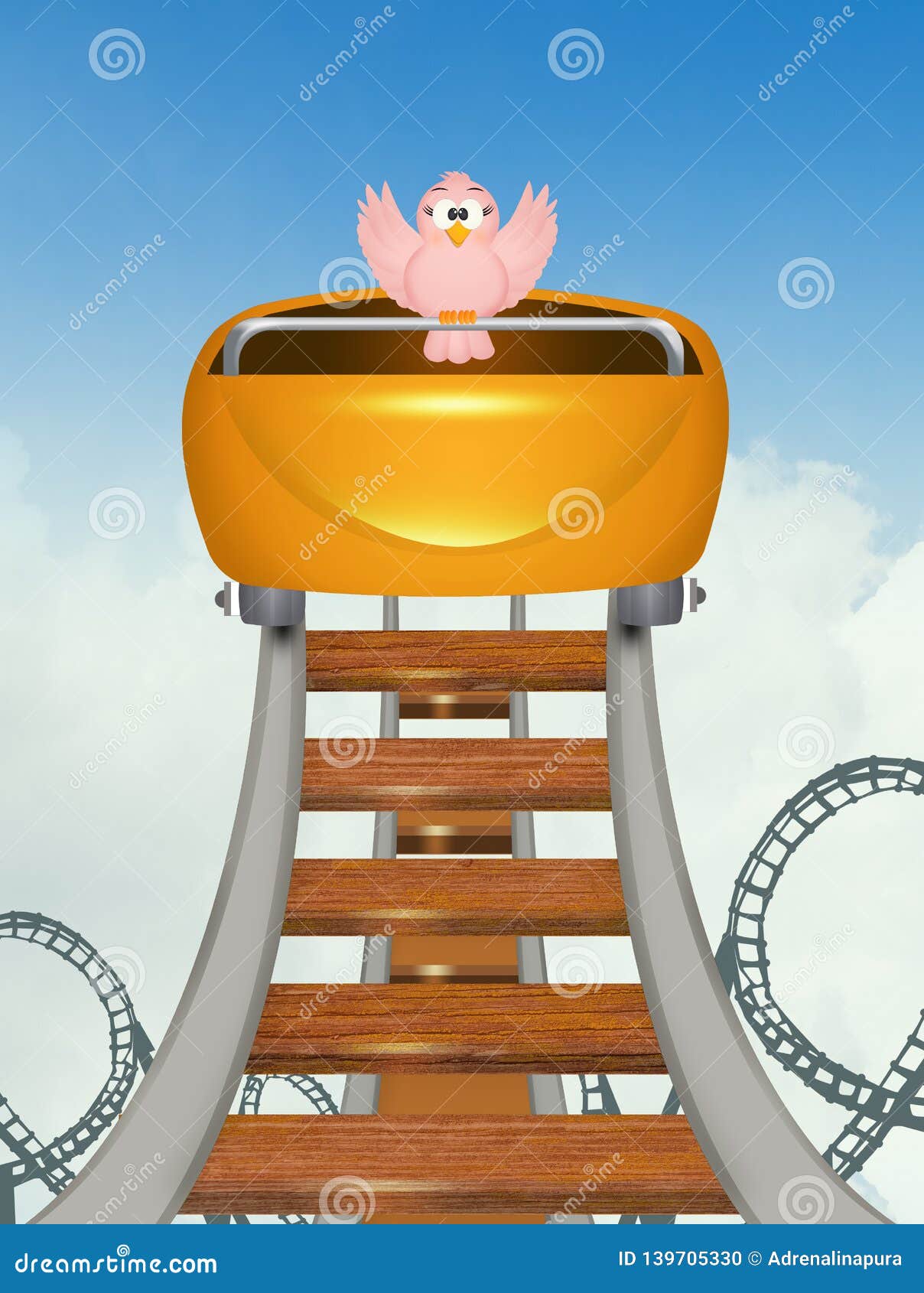 Illustration of Bird on Roller Coaster Stock Illustration ...