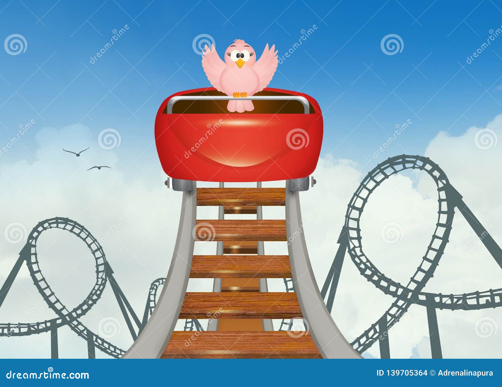 Bird on roller coaster stock illustration. Illustration of coaster ...