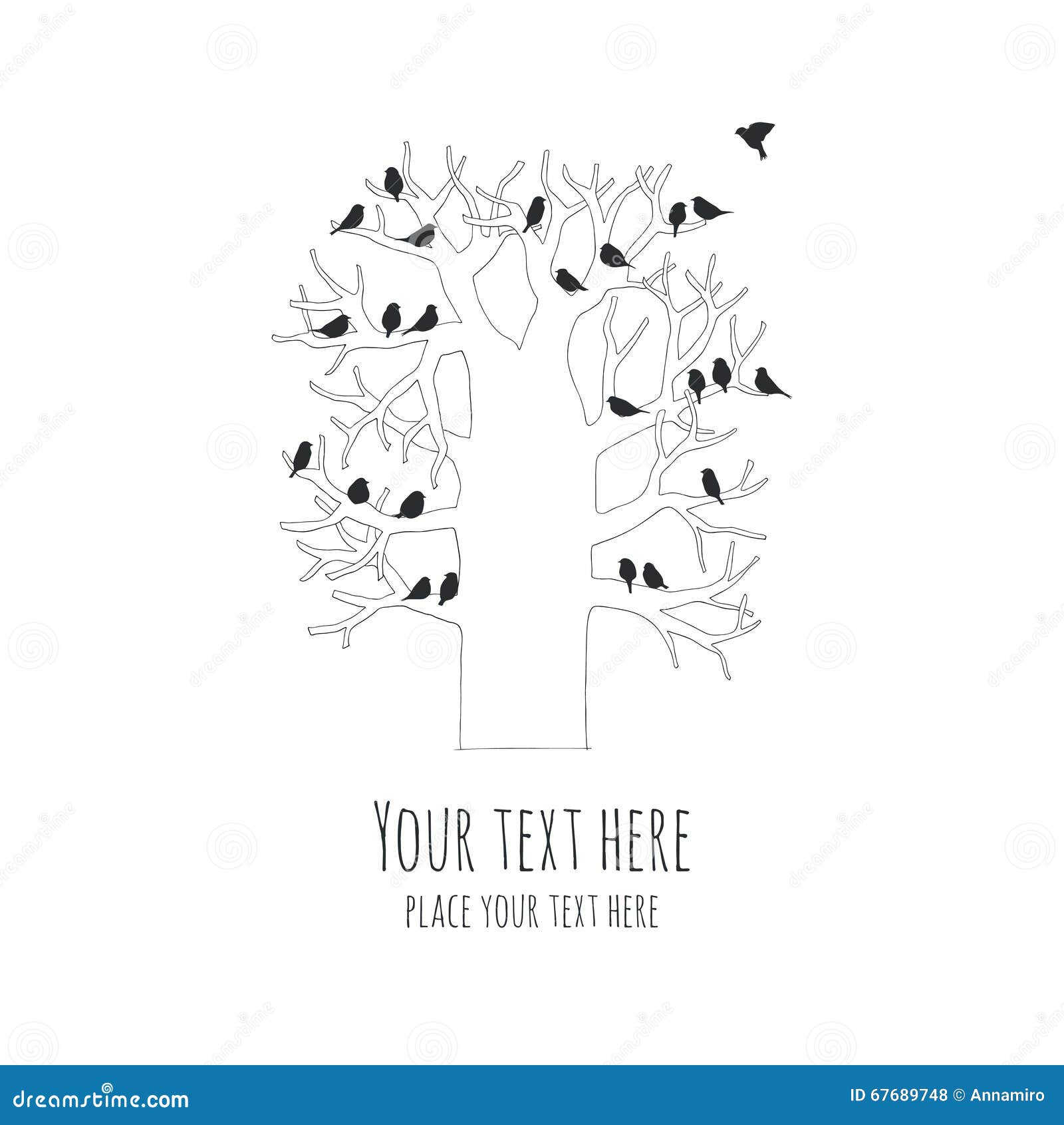 Illustration of Birds on a Tree. Stock Vector - Illustration of design ...