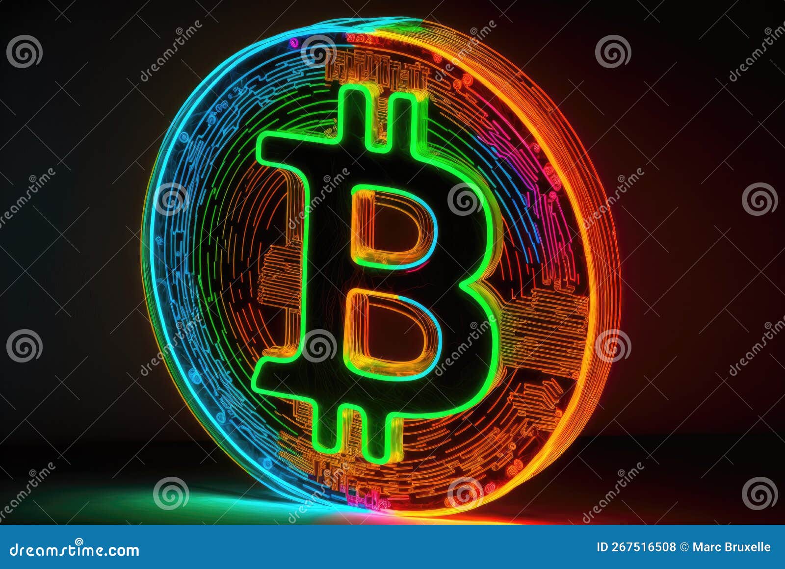 Illustration of a Bitcoin Logo in Vibrant, Saturated and Psychedelic ...