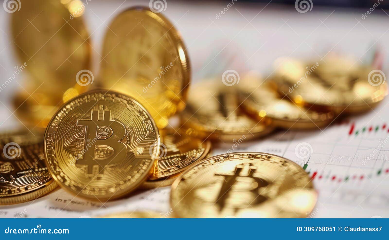 Illustration of Bitcoins on a Chart Document Stock Image - Image of ...