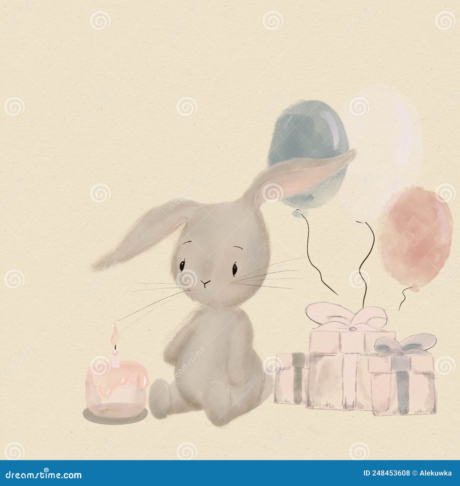 Illustration Bitmap Drawing for Children Cute Animal Hare Stock ...