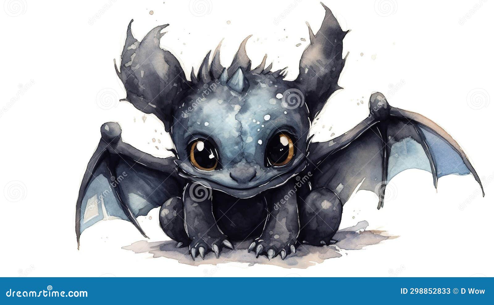 Illustration Black Baby Dragon on a White Background. Stock Image ...
