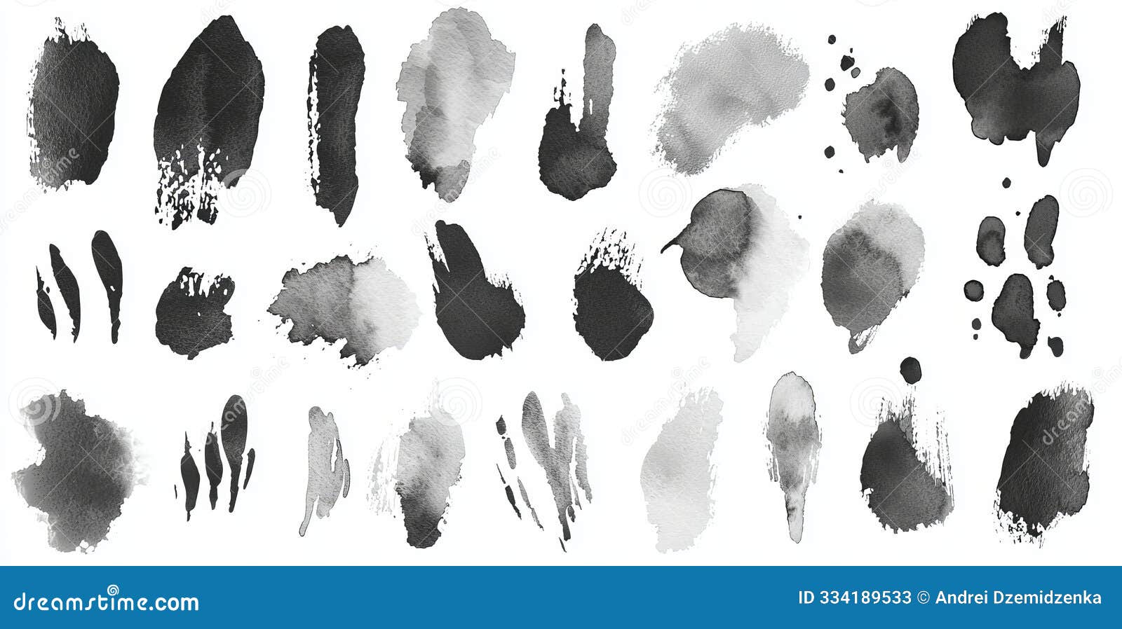 Illustration of Black Brushes for Watercolor Painting. Stock Image - Image of splash, stain ...