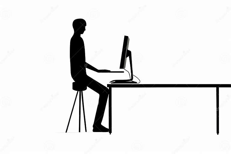 Illustration of a Black Computer Side View Degree Offset Method ...