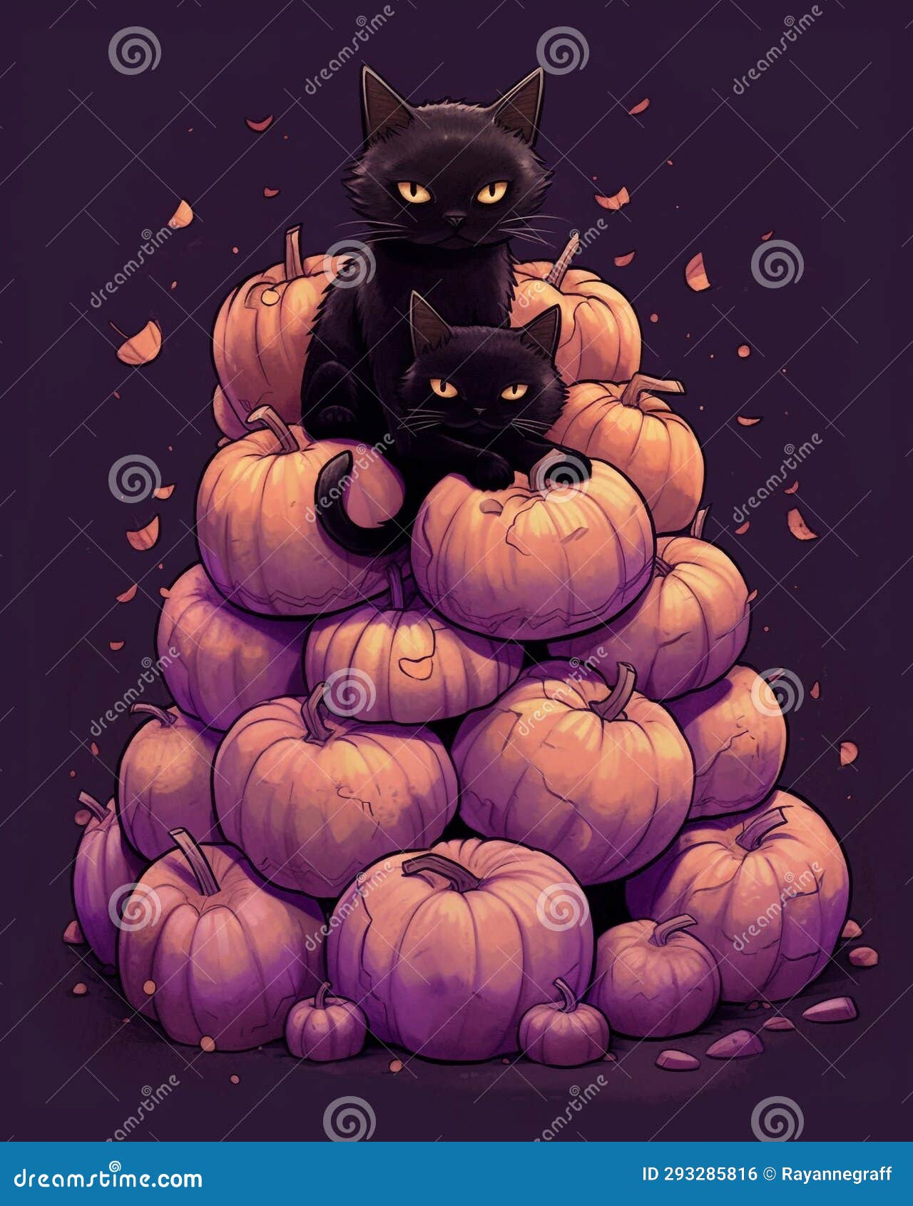 Illustration of Spooky Cats for Halloween Celebration Stock ...
