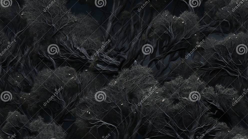 Illustration of Black Trees in the Forest, Abstract Background Stock ...