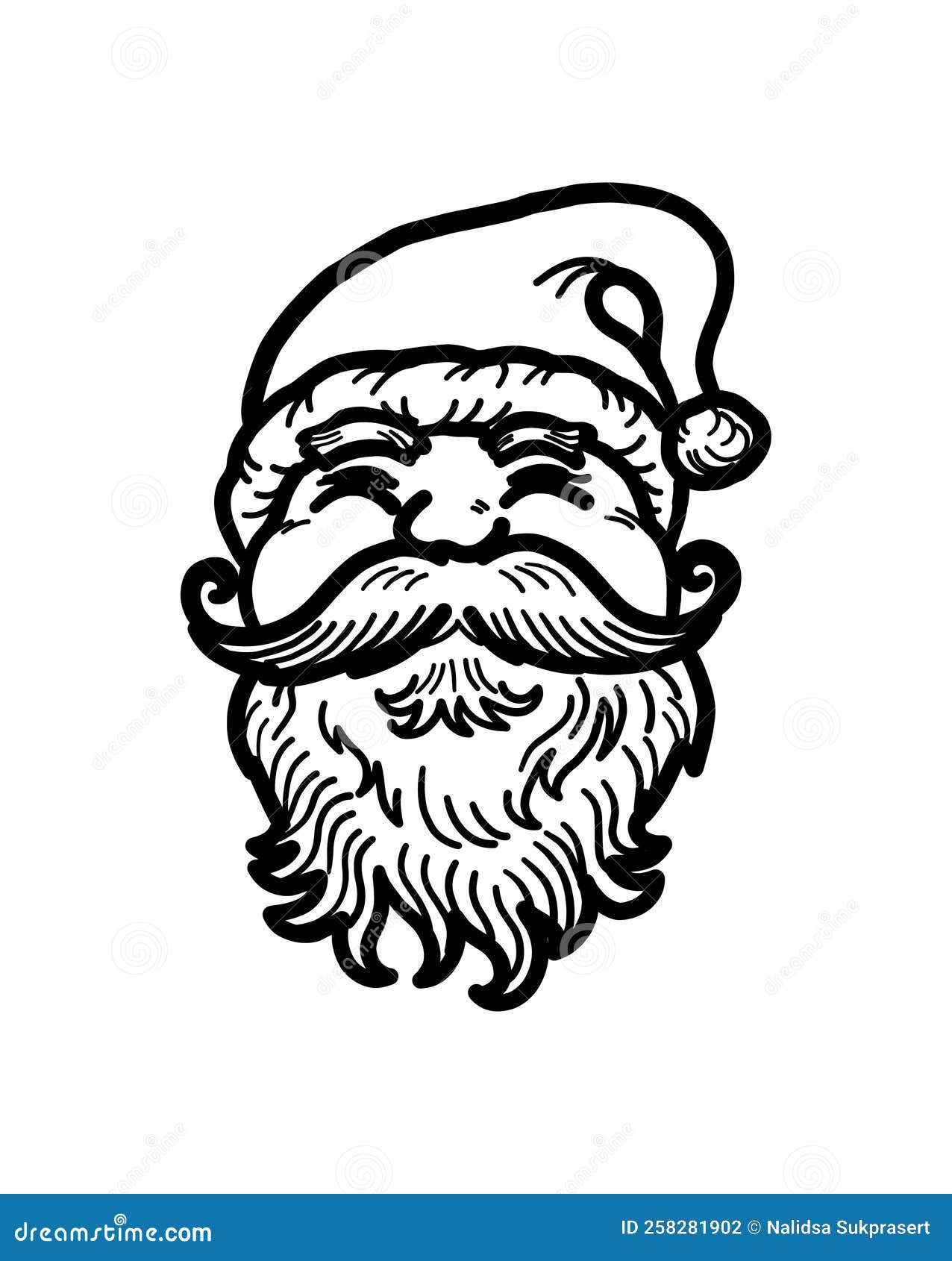 Black and White Line Drawing of Santa Claus Face Christmas Celebration ... Black and White Line Drawing of Santa Claus Face Christmas Celebration ...
