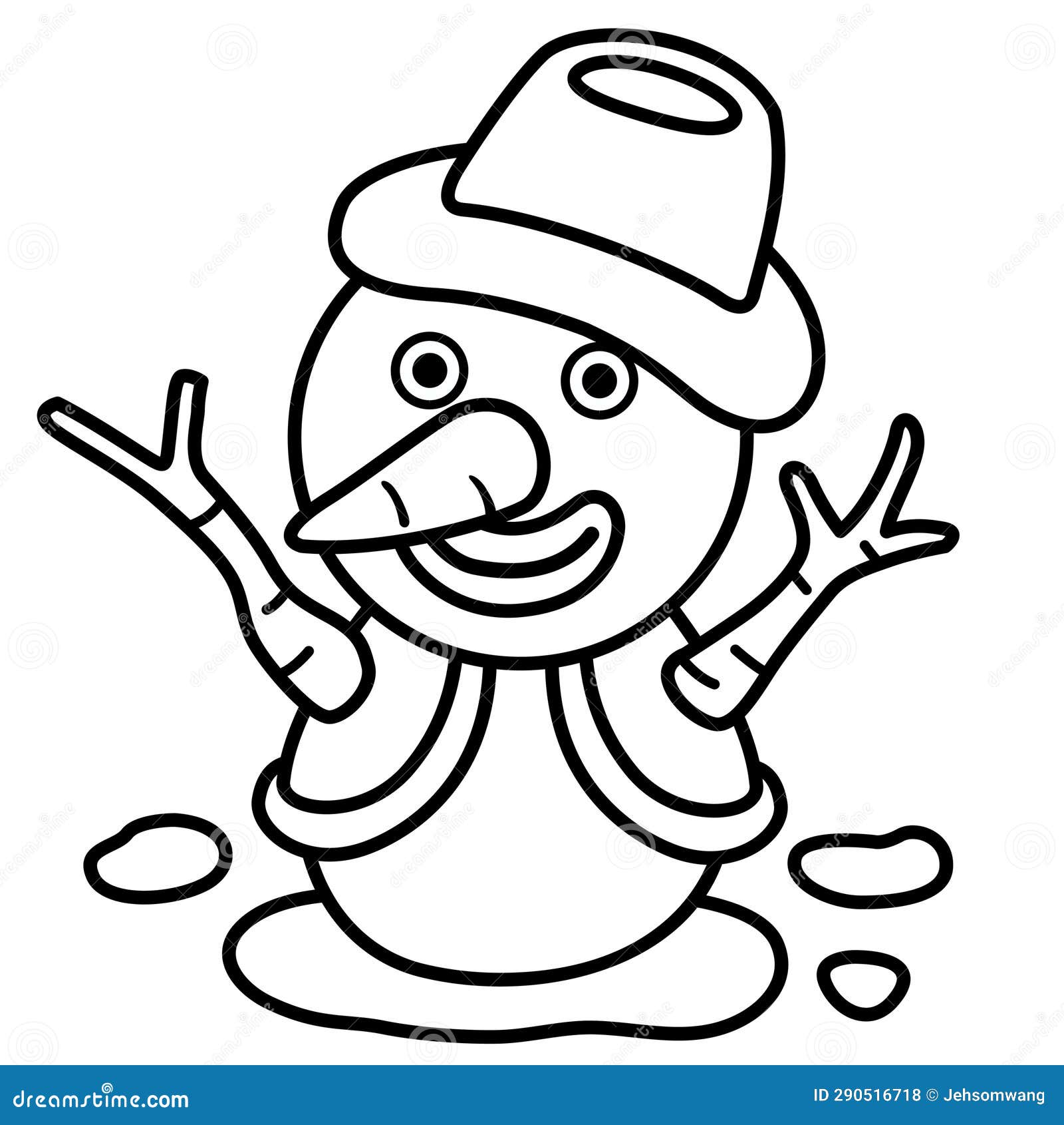 White Snowman Cartoon Group Smiling In The Snow With Room For Copy ...