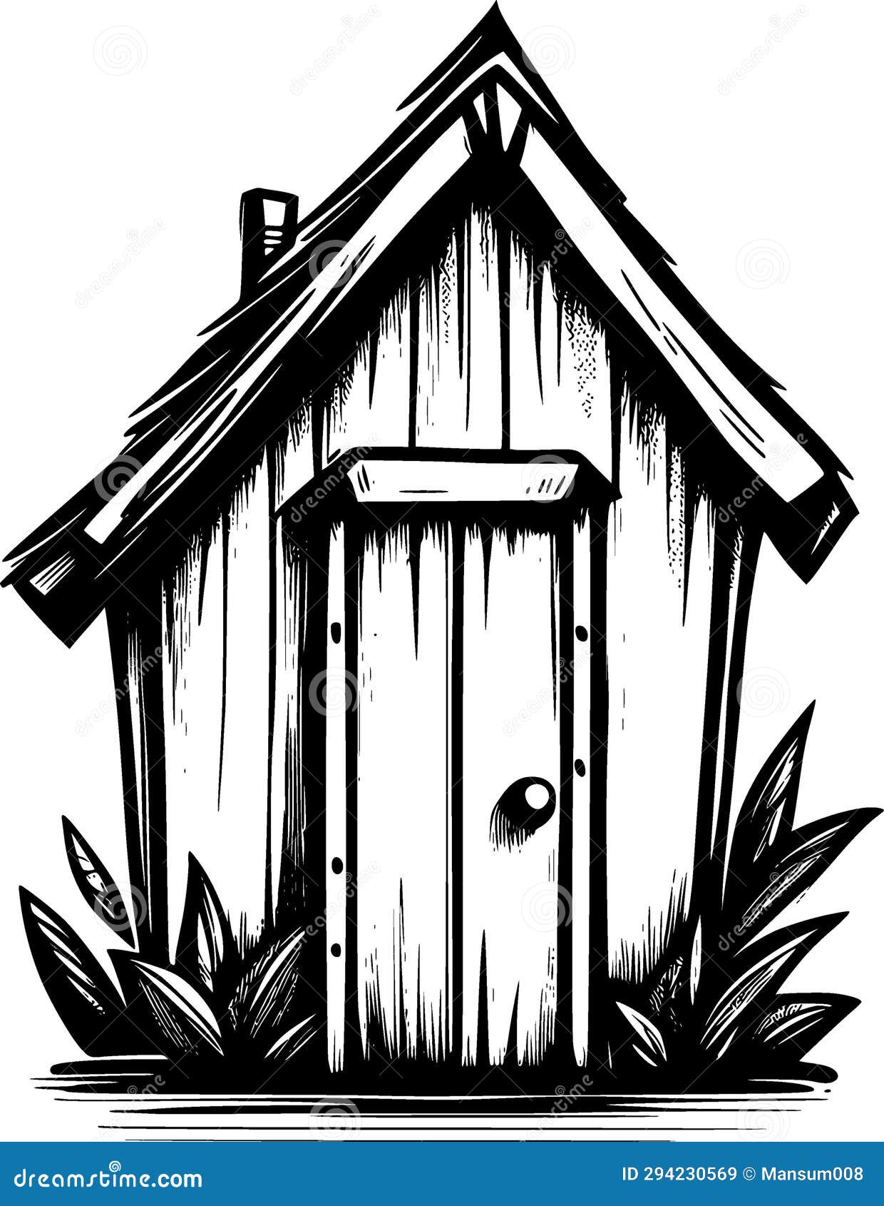 Illustration with Black Wooden House Stock Illustration - Illustration ...