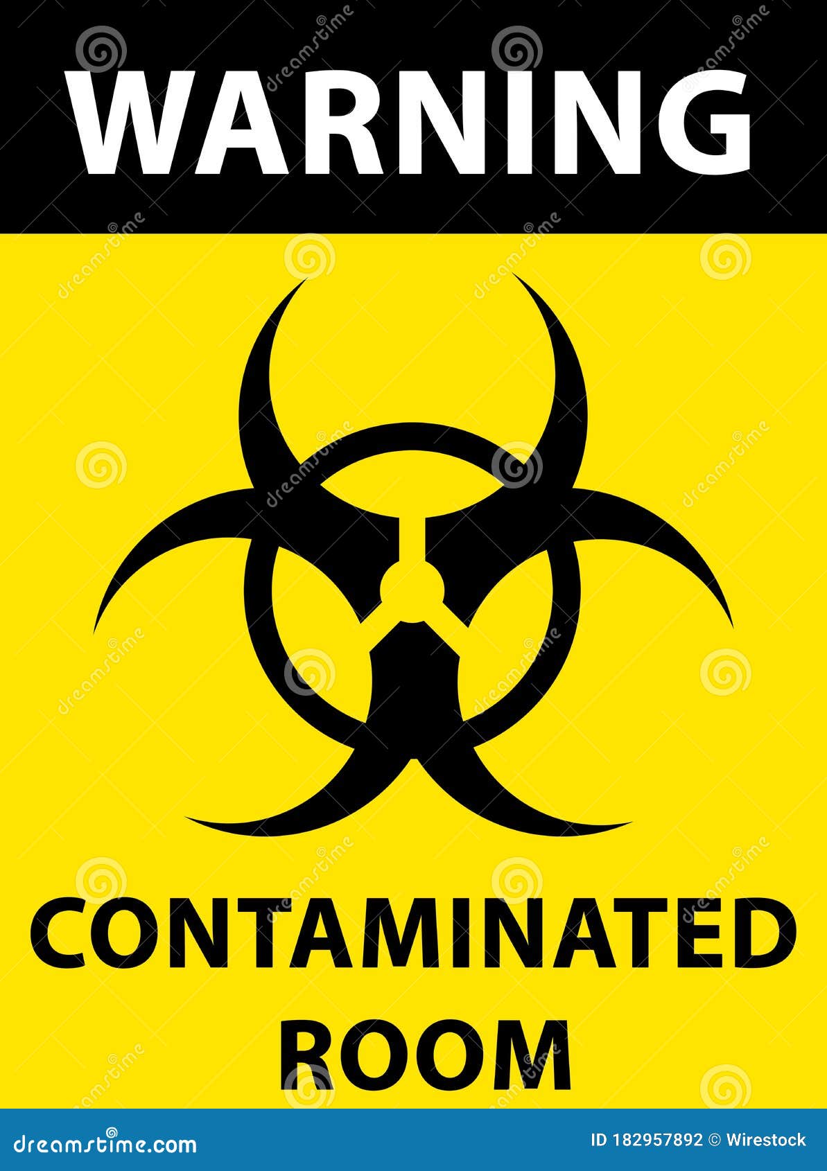 Illustration of a Black and Yellow [CONTAMINATED ROOM, WARNING] Sign ...