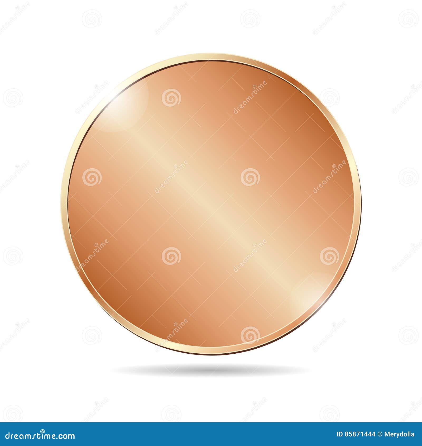 Illustration of a Blank Bronze Coin on White Background Stock ...