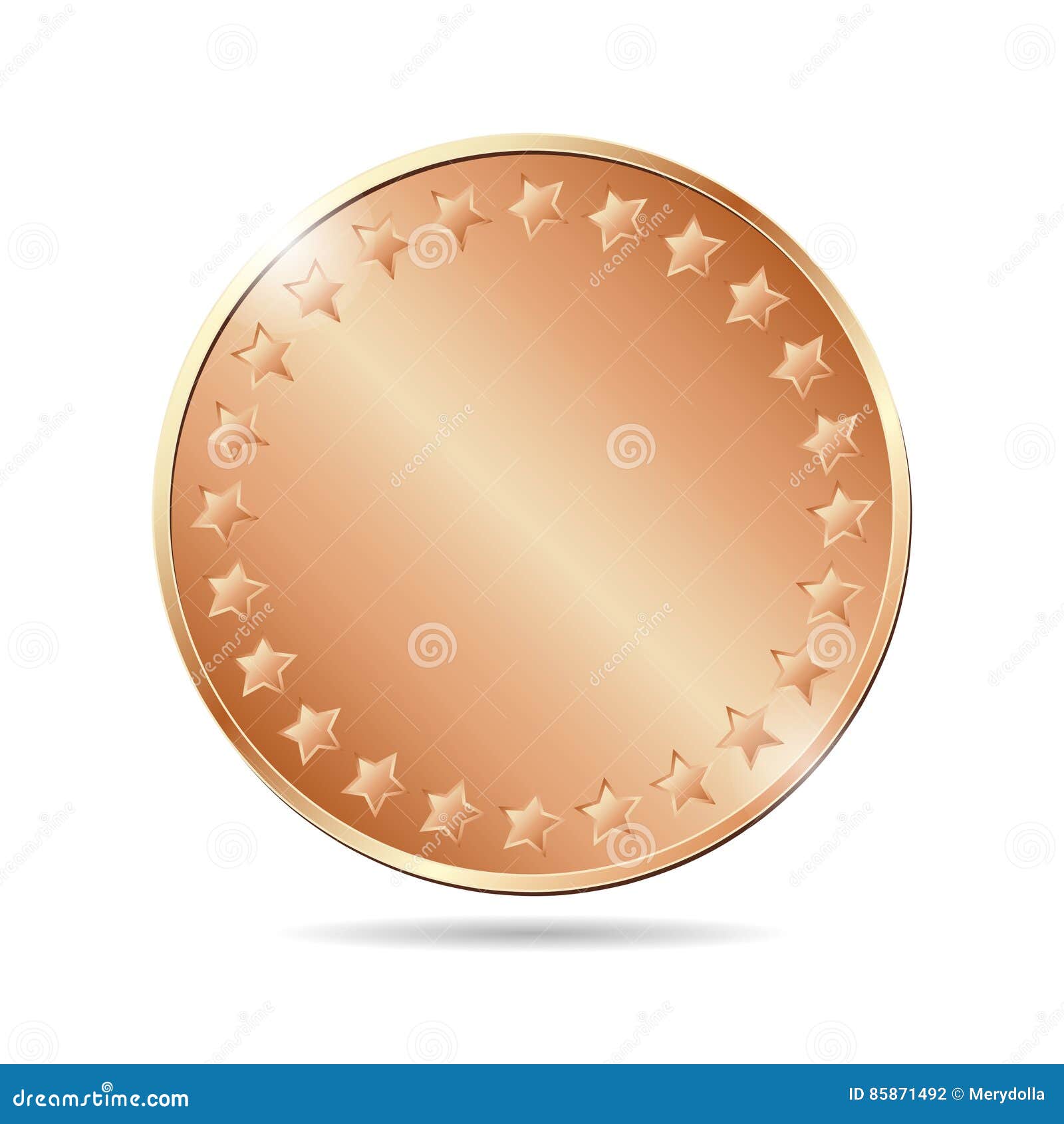 Illustration of a Blank Bronze Coin on White Background Stock ...