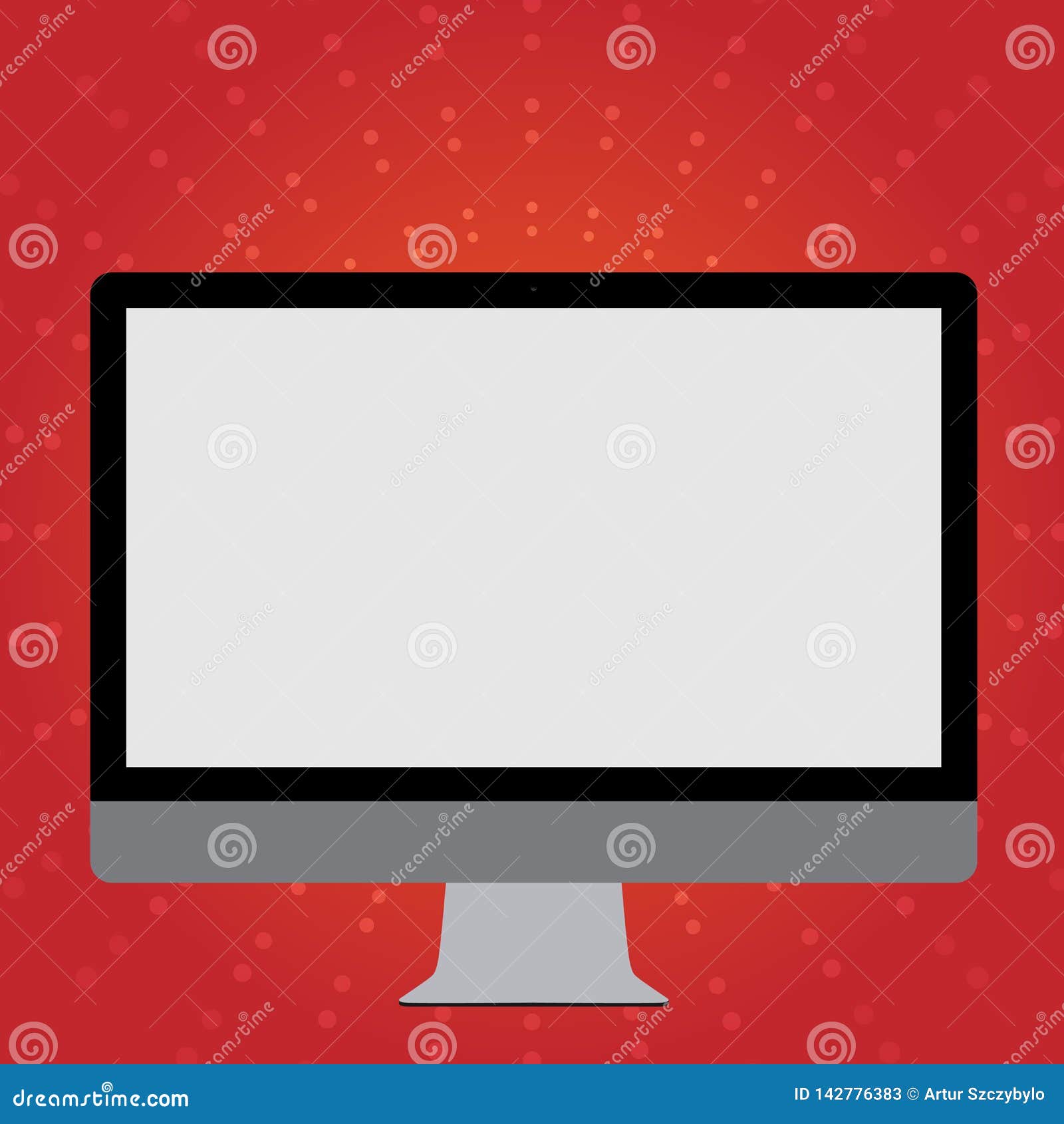 Illustration of Blank White Computer Monitor Mounted on Stand. Flat ...