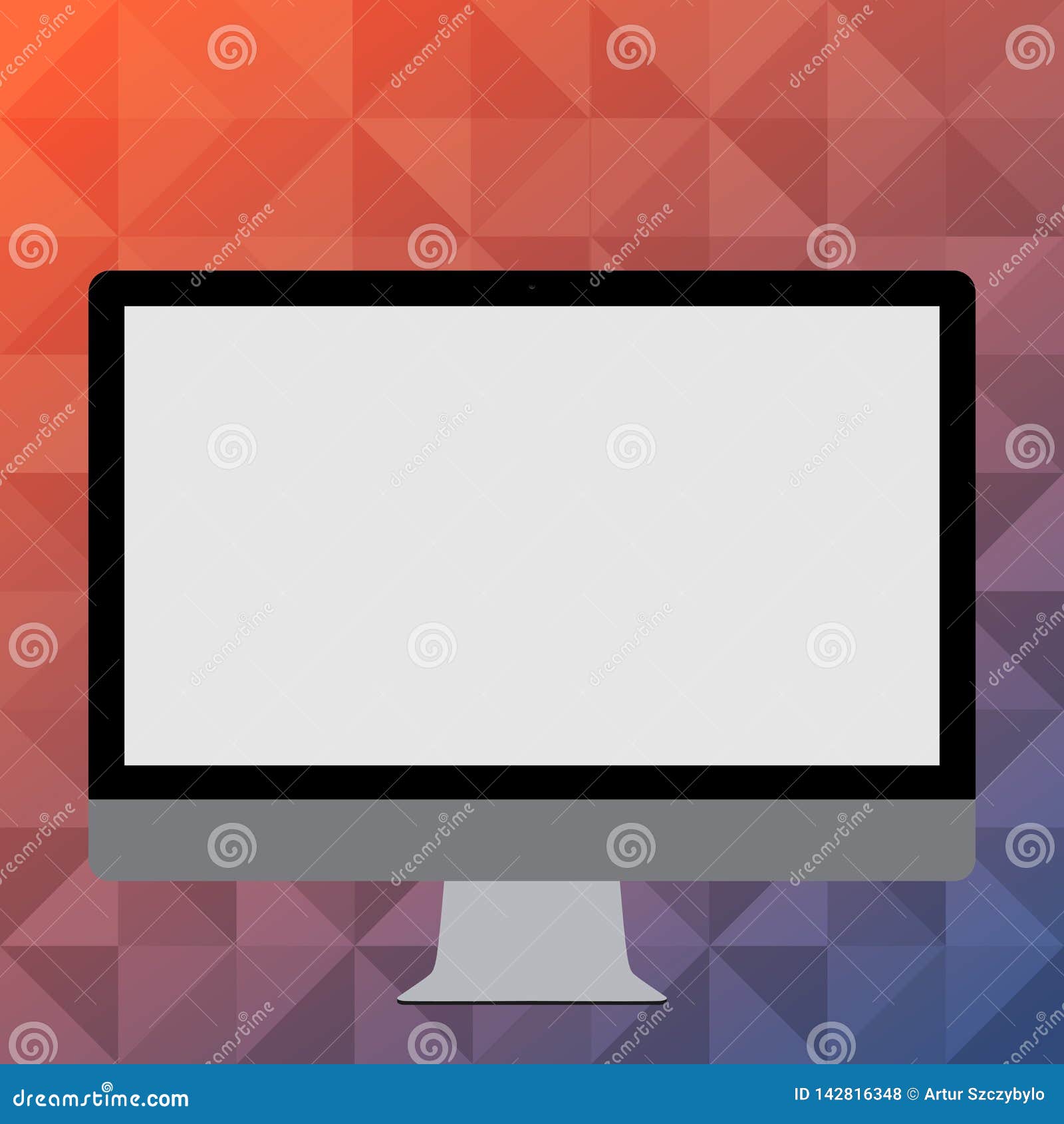 Illustration of Blank White Computer Monitor Mounted on Stand. Flat ...