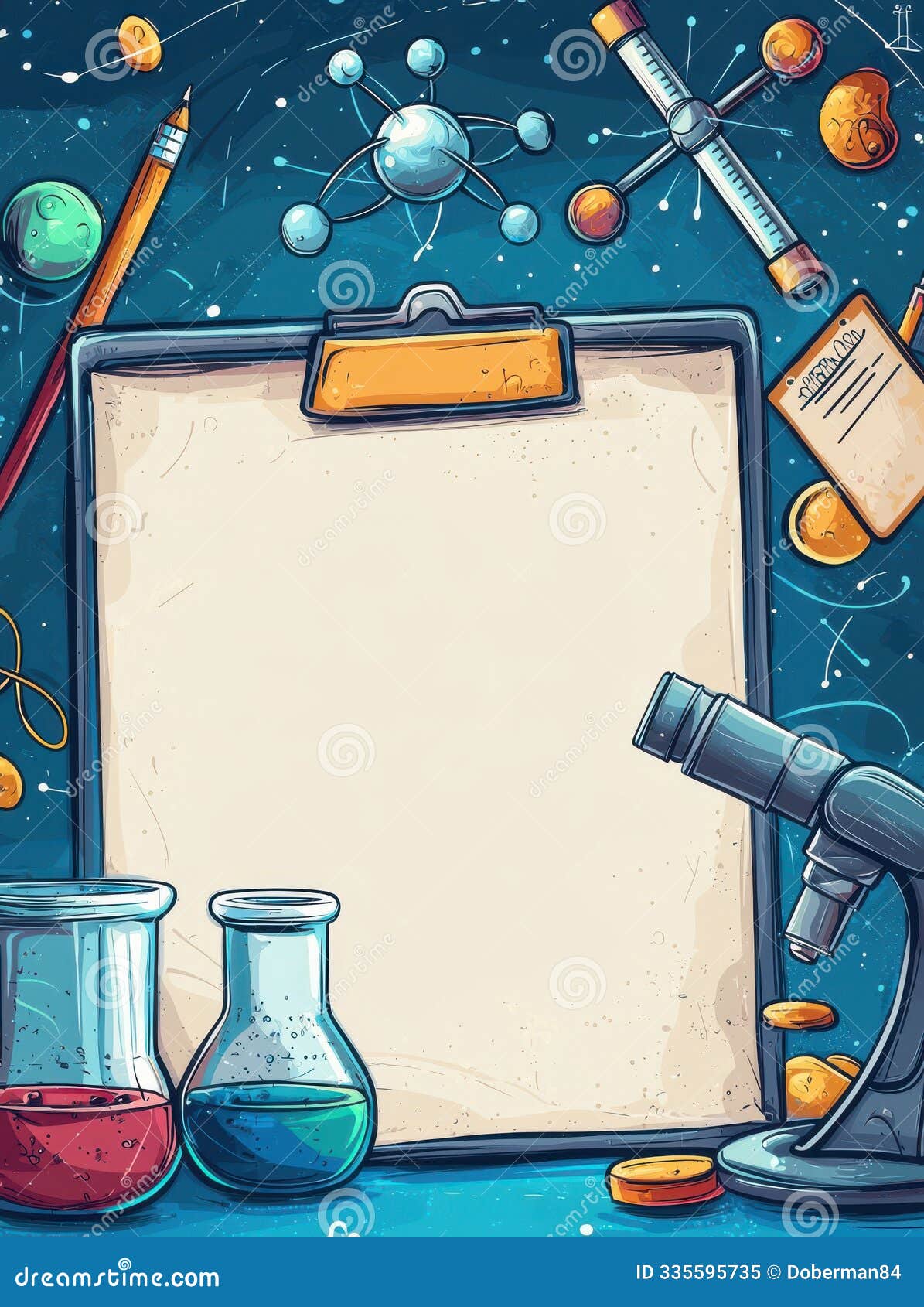 Blank White Poster with a Colorful Science-themed Border Featuring ...