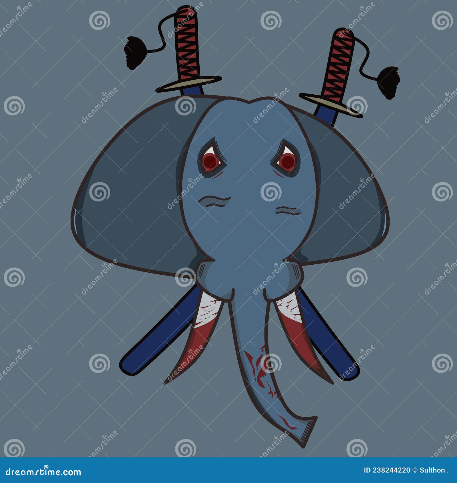 Illustration of a Bloodied Elephant Design Drawing Stock Illustration ...