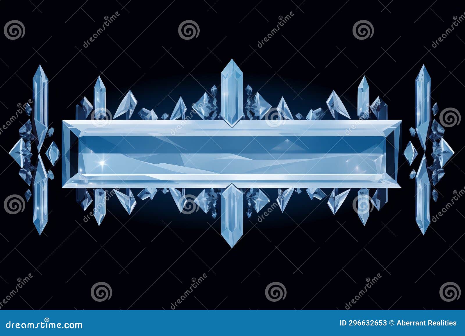 An Illustration of a Blue Banner with Crystals on it Stock Illustration ...