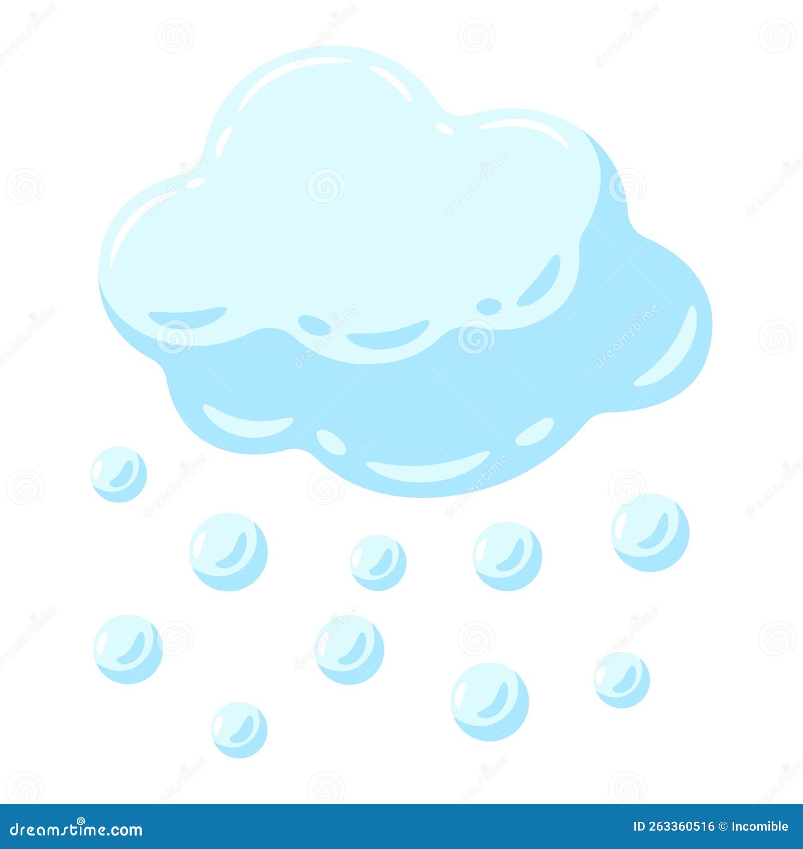 Illustration of Blue Cloud and Hail. Cartoon Image of Snow. Stock ...