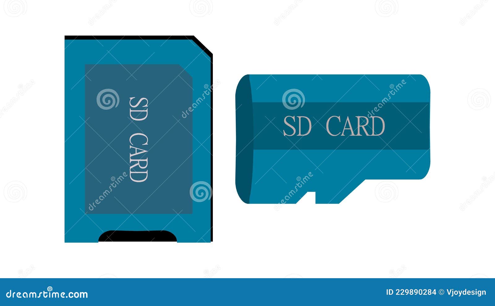 Illustration of Blue Color Memory Card, Isolated on White Background ...