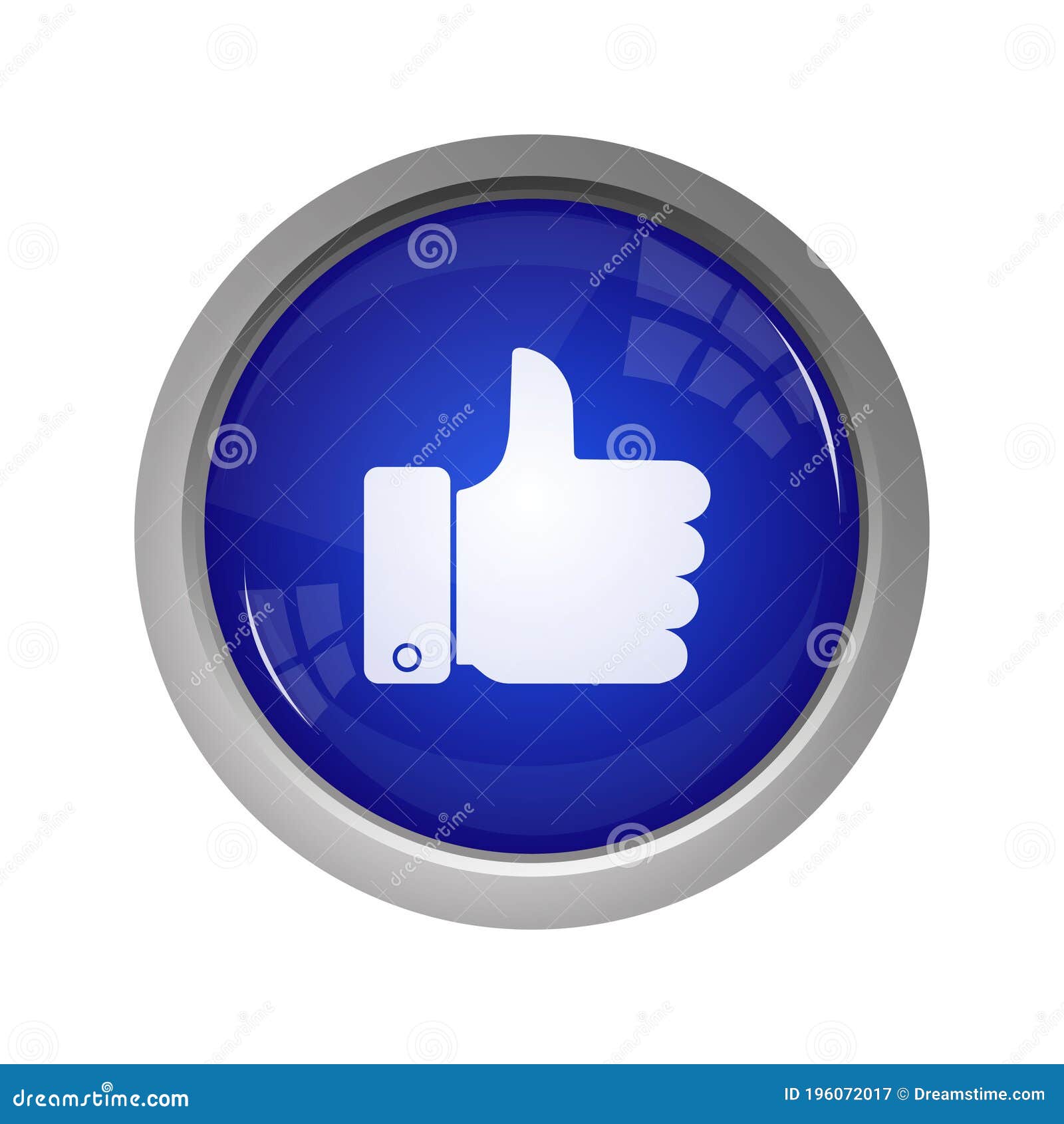 Illustration with Blue Customer Like Button on White Background ...