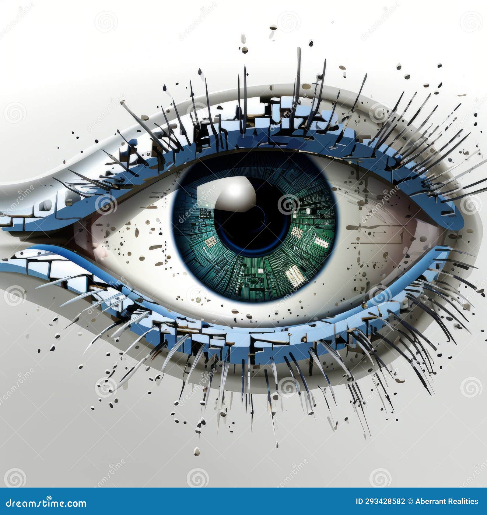 An Illustration of a Blue Eye with a Computer Chip in it Stock ...