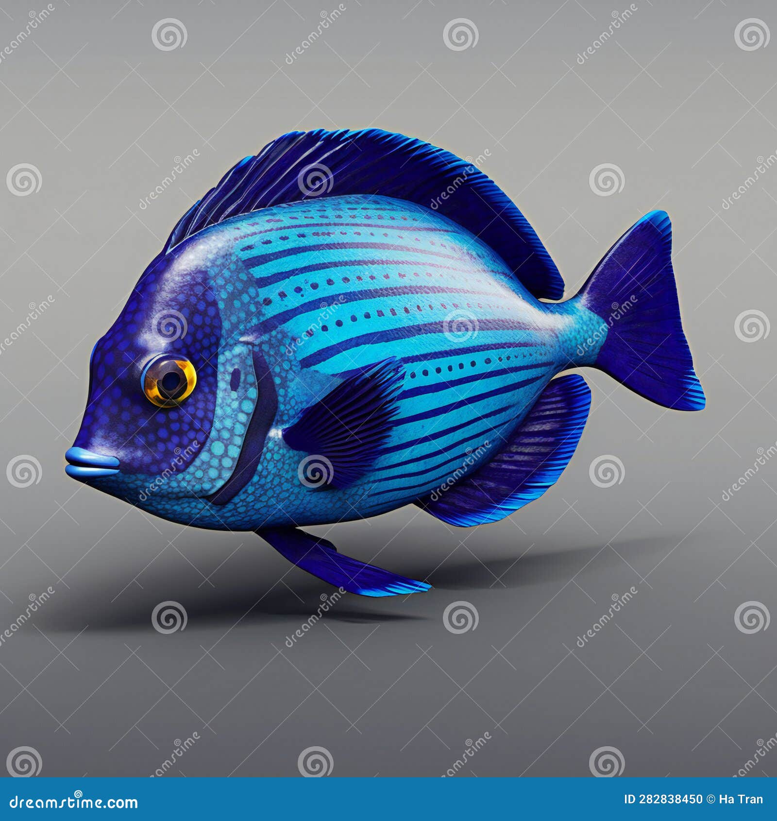 Blue Fish on a Gray Background Stock Illustration - Illustration of ...