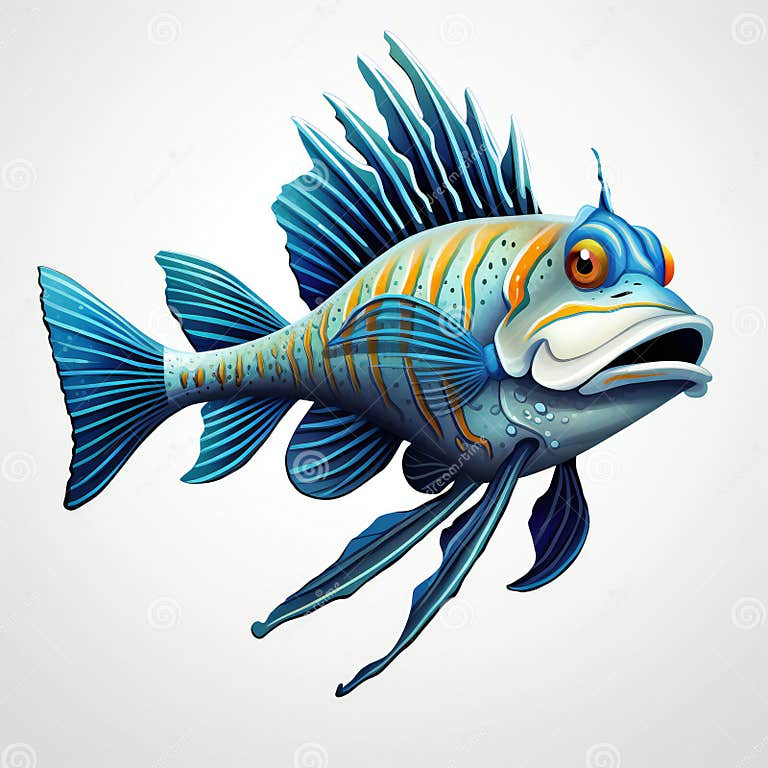 Illustration of a Blue Fish on a White Background, Stock Illustration ...