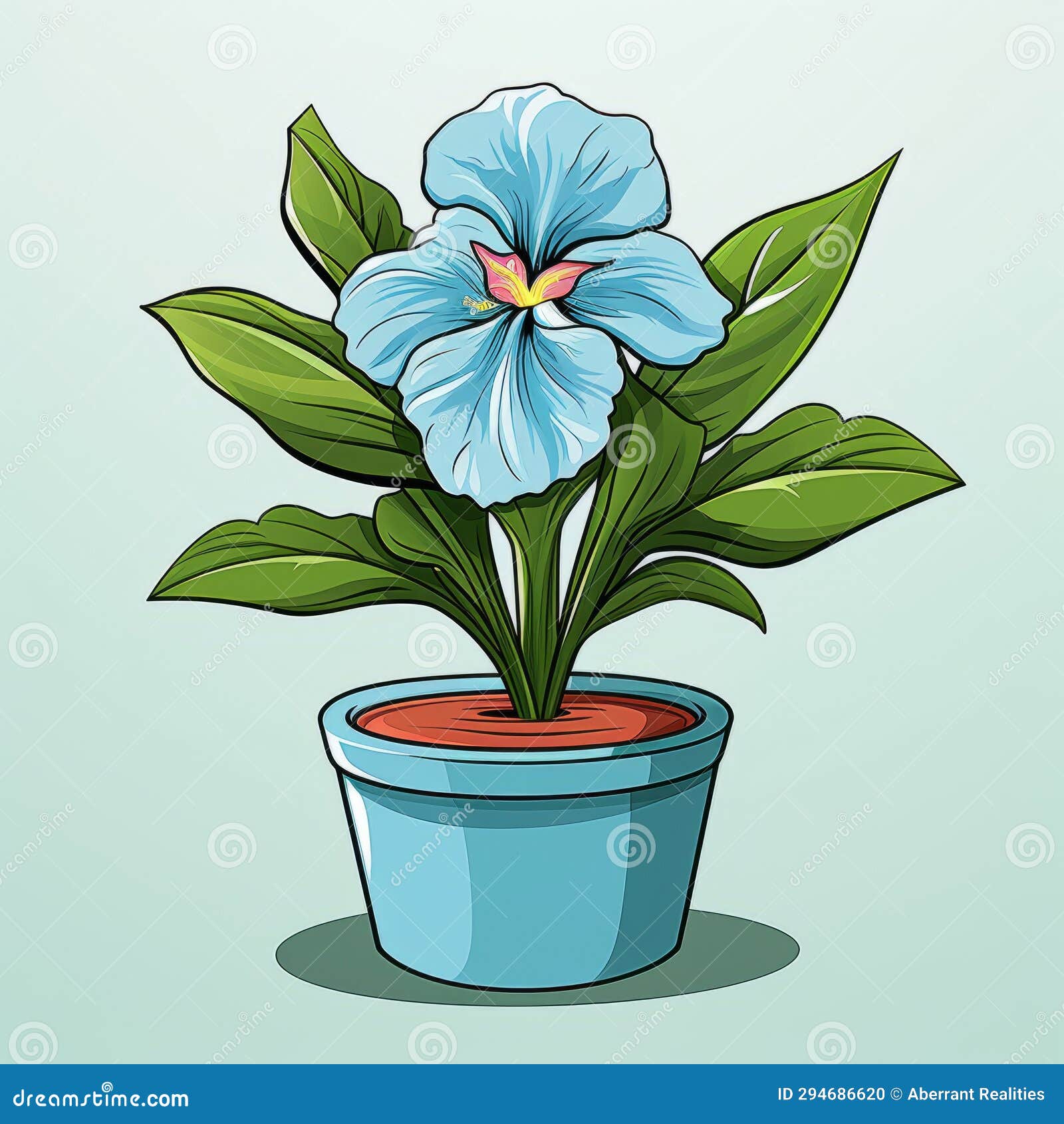 An Illustration of a Blue Flower in a Pot Stock Illustration ...