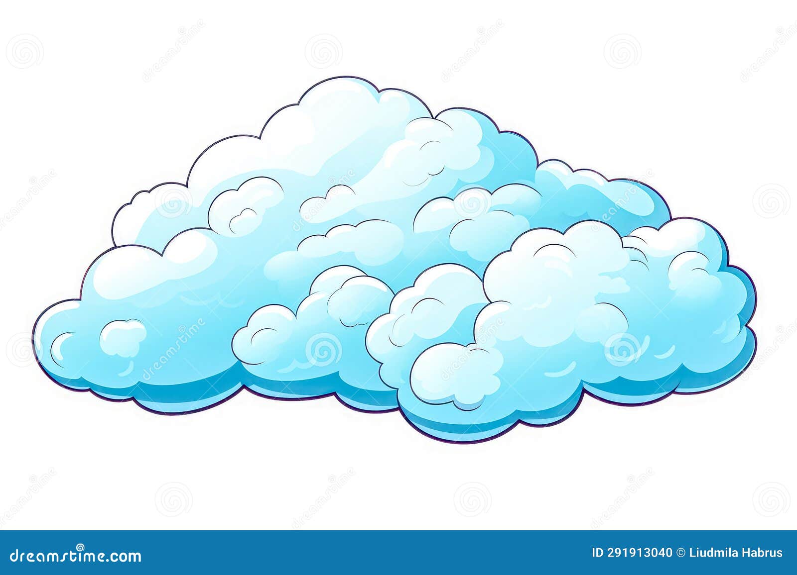 Illustration of a Blue Fluffy Cloud on a White Background Stock Photo ...