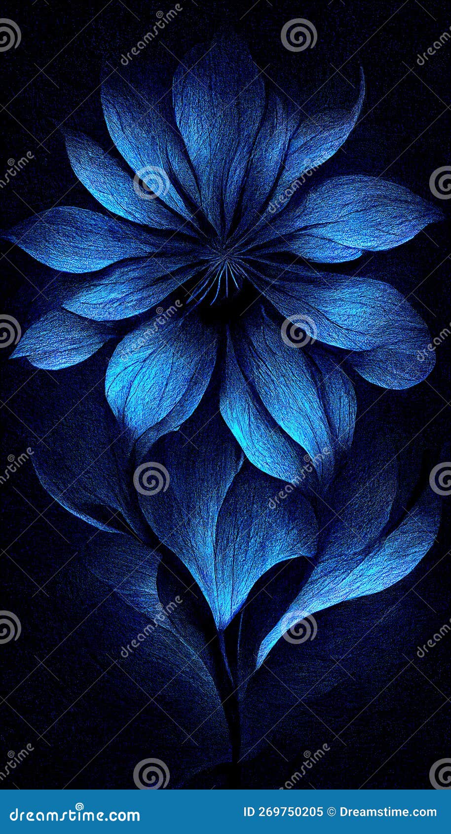 Illustration of a Blue Glowing Flower Stock Illustration - Illustration ...