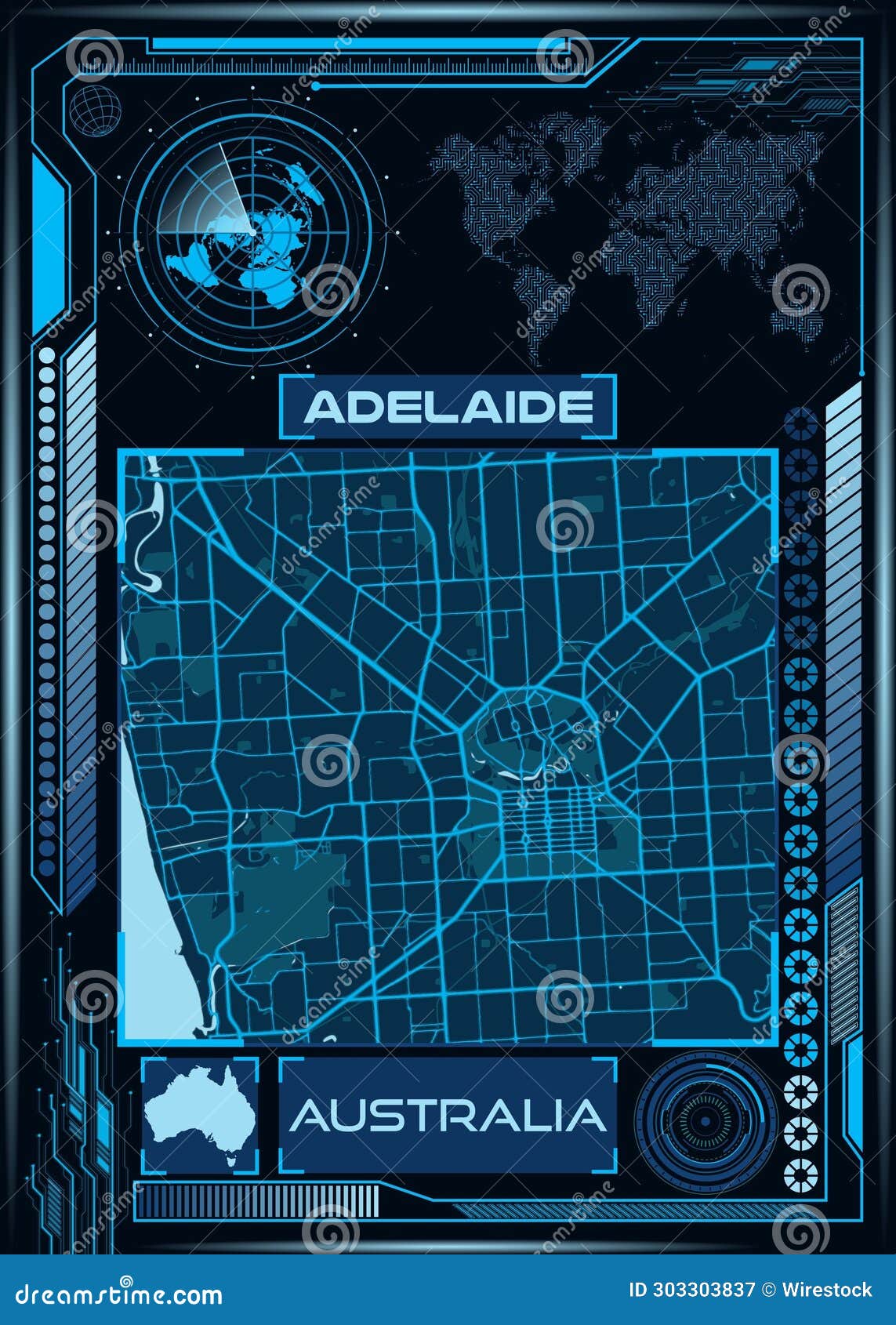 Illustration of the Blue Map of Adelaide Stock Illustration ...