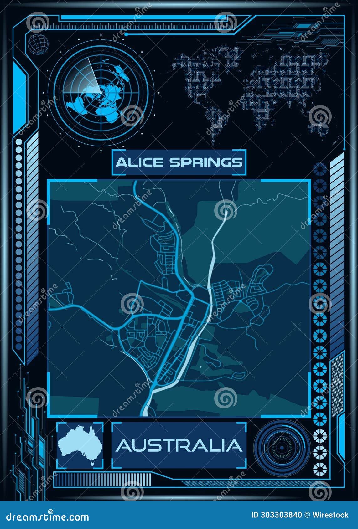 Illustration of the Blue Map of Alice Springs Stock Illustration ...