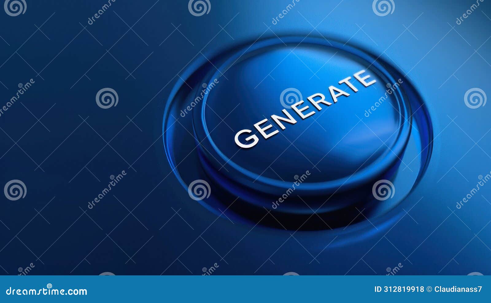 Illustration of a Blue Metallic 3d Button with the Word Generate on it ...