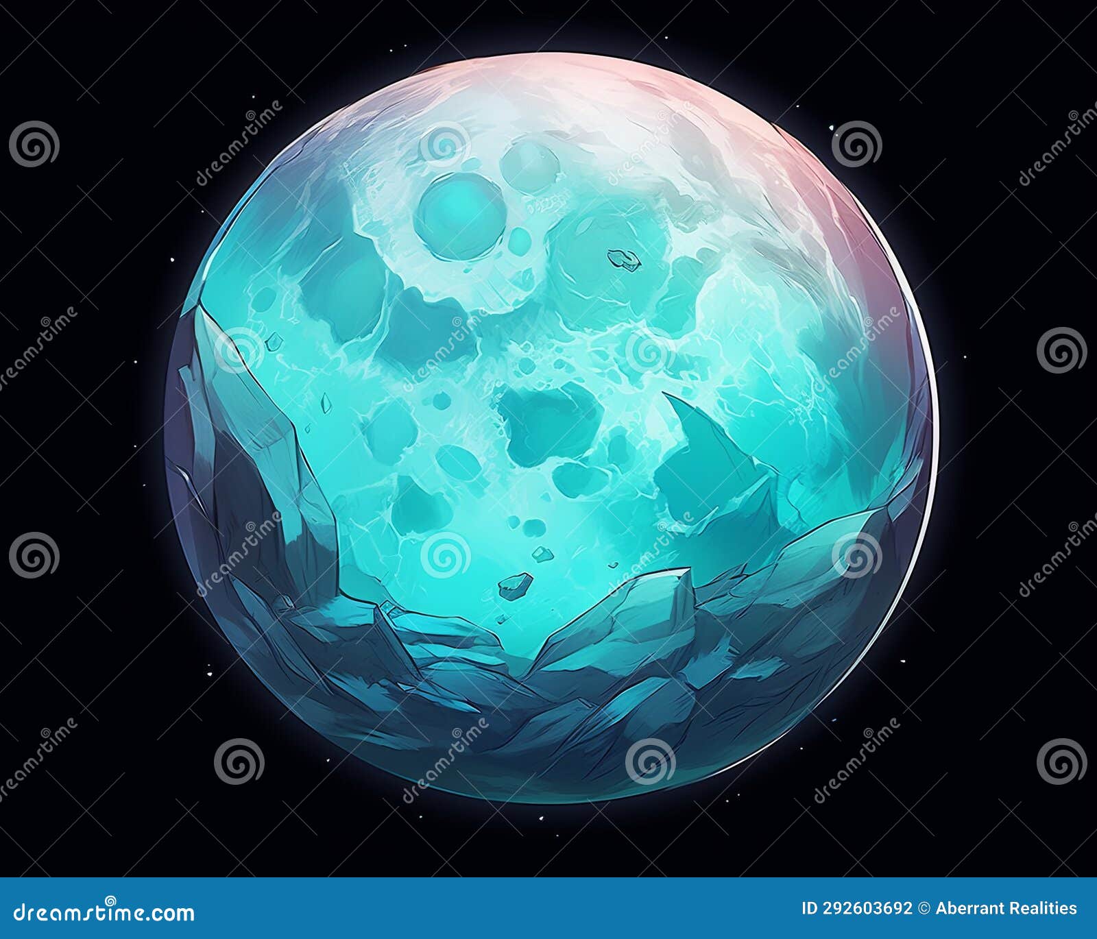 An Illustration of a Blue Moon in Space Stock Illustration ...