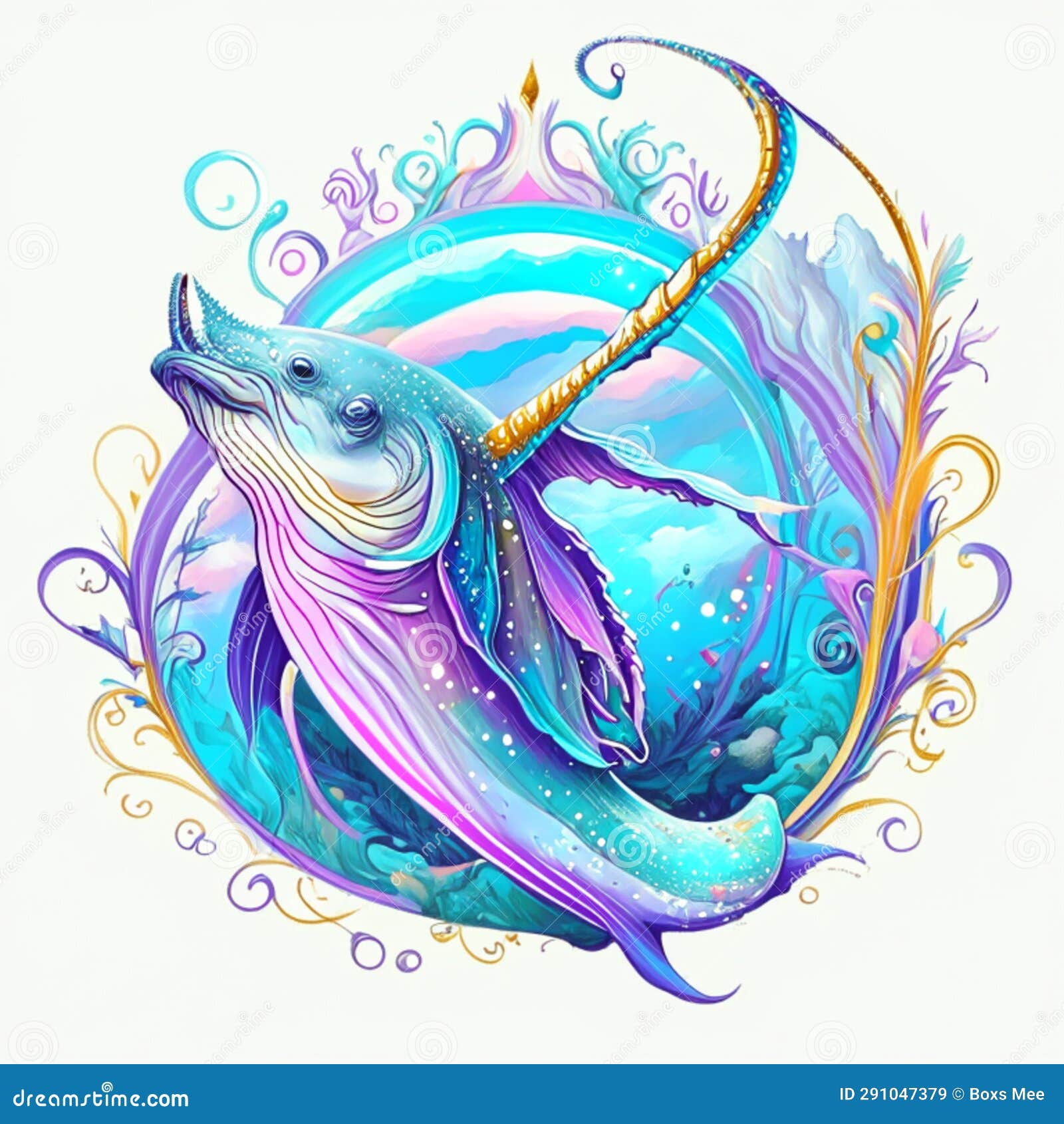 Illustration of a Blue Mouse in the Form of a Fish on a White ...