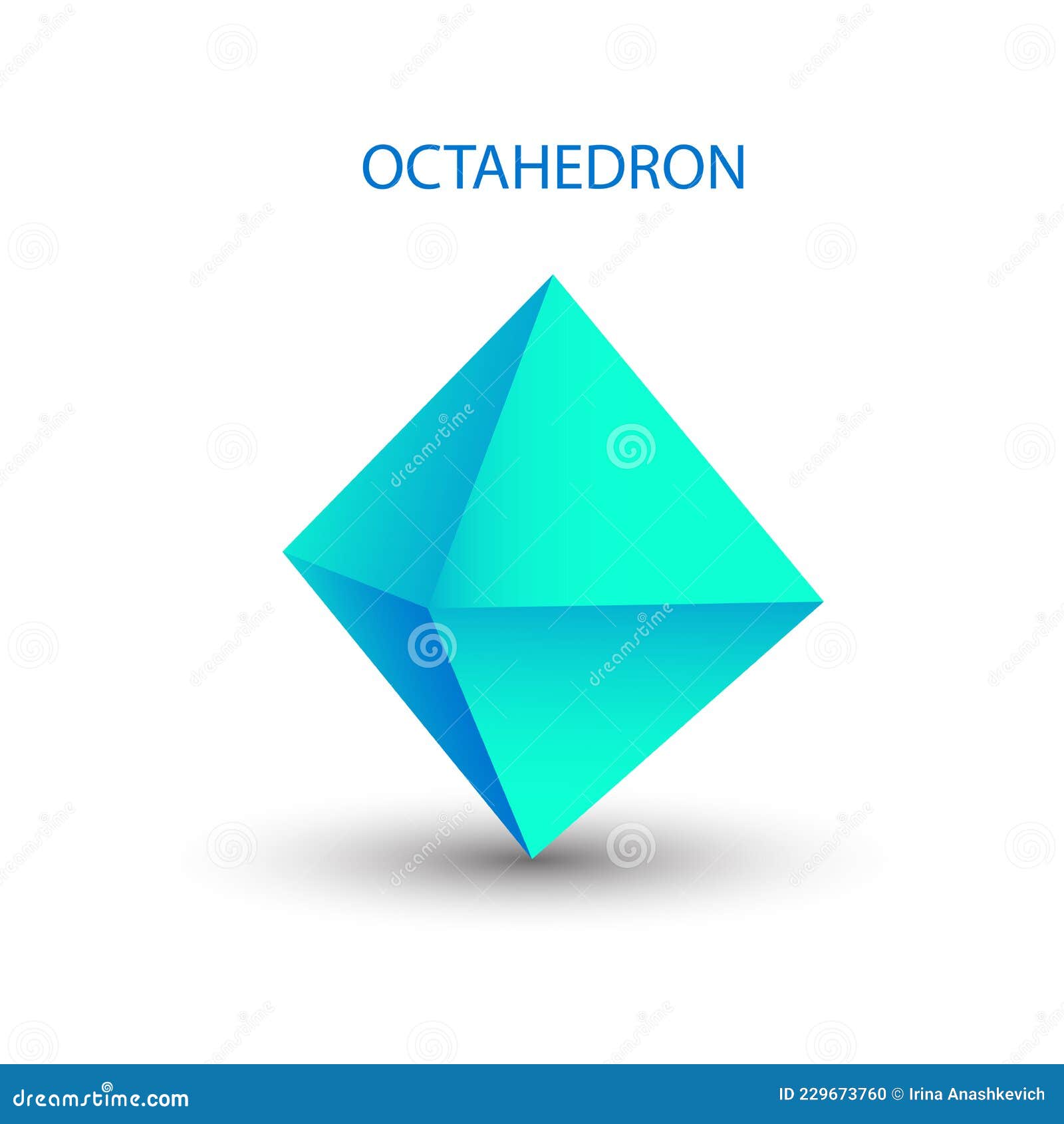 Blue Octahedron Basic Simple 3d Shapes Isolated On White Background ...