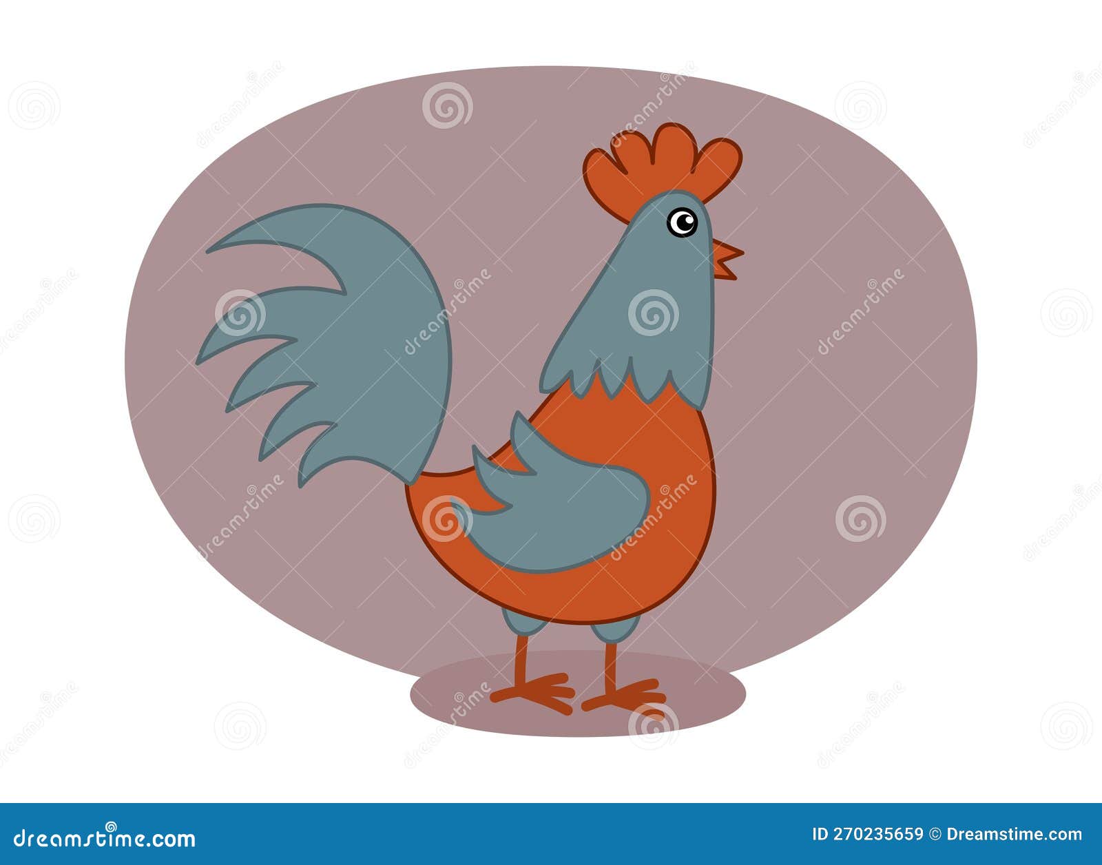 Illustration of a Blue and Orange Farm Hen with Rounded Background ...