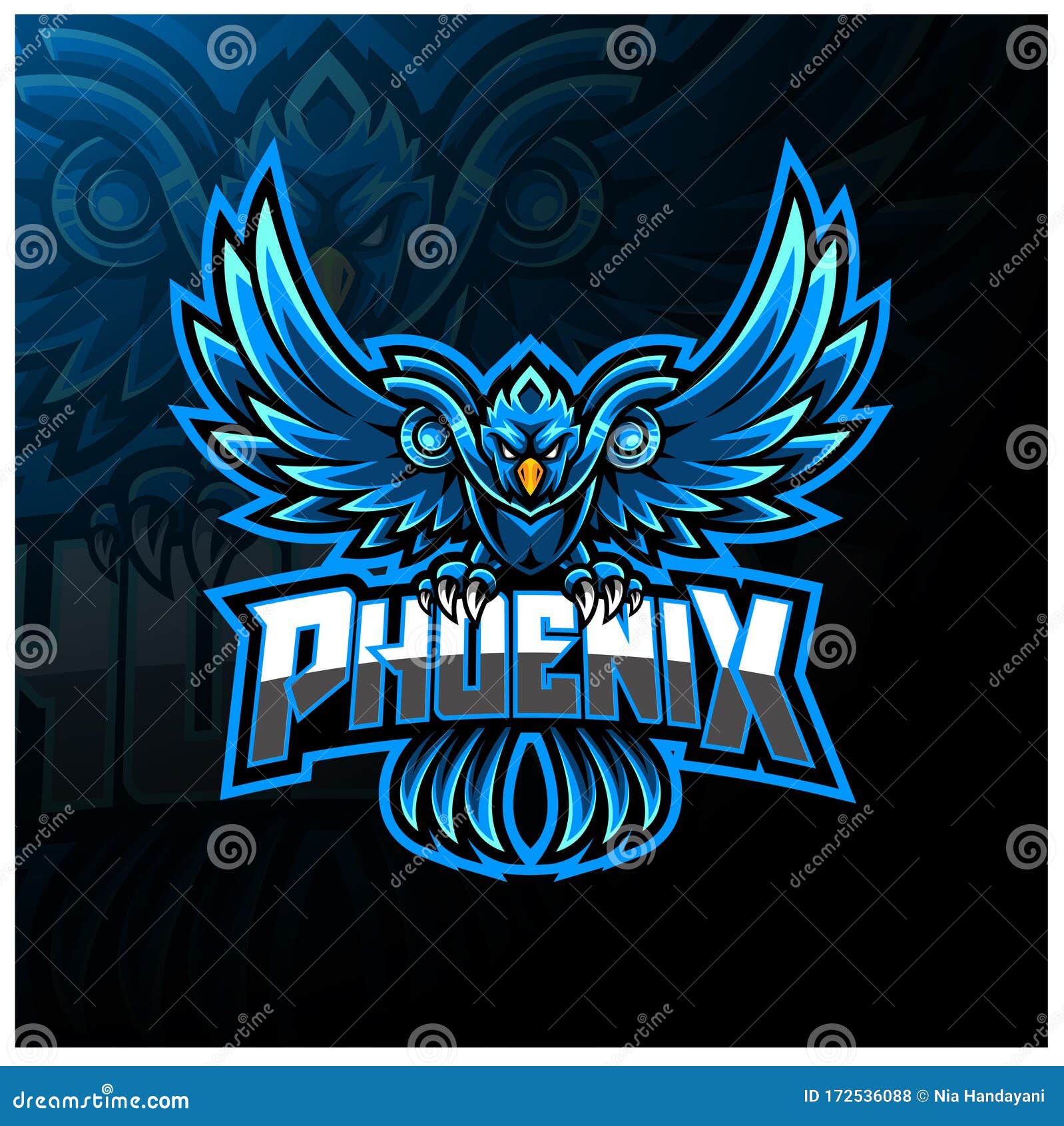 Blue Fire Phoenix Logo