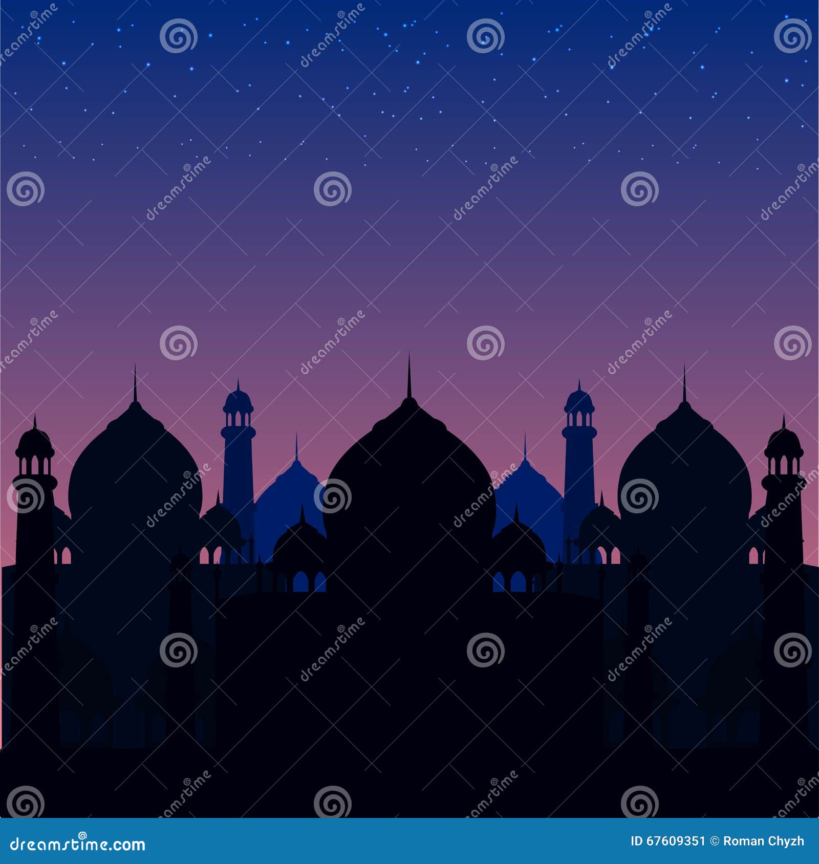 Illustration of a Blue Religious Background with Mosque Stock Vector ...