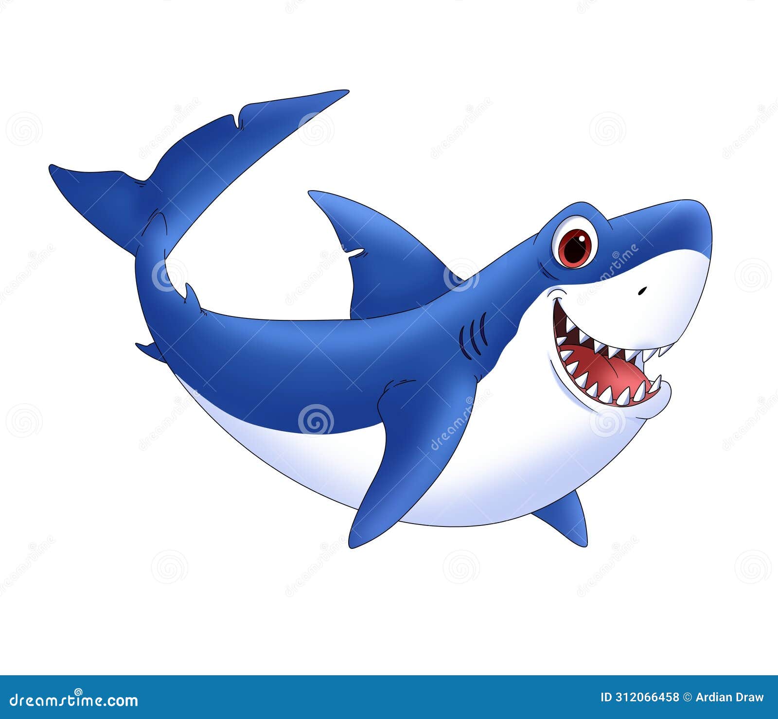 Illustration of Blue Shark Cartoon Stock Illustration - Illustration of ...