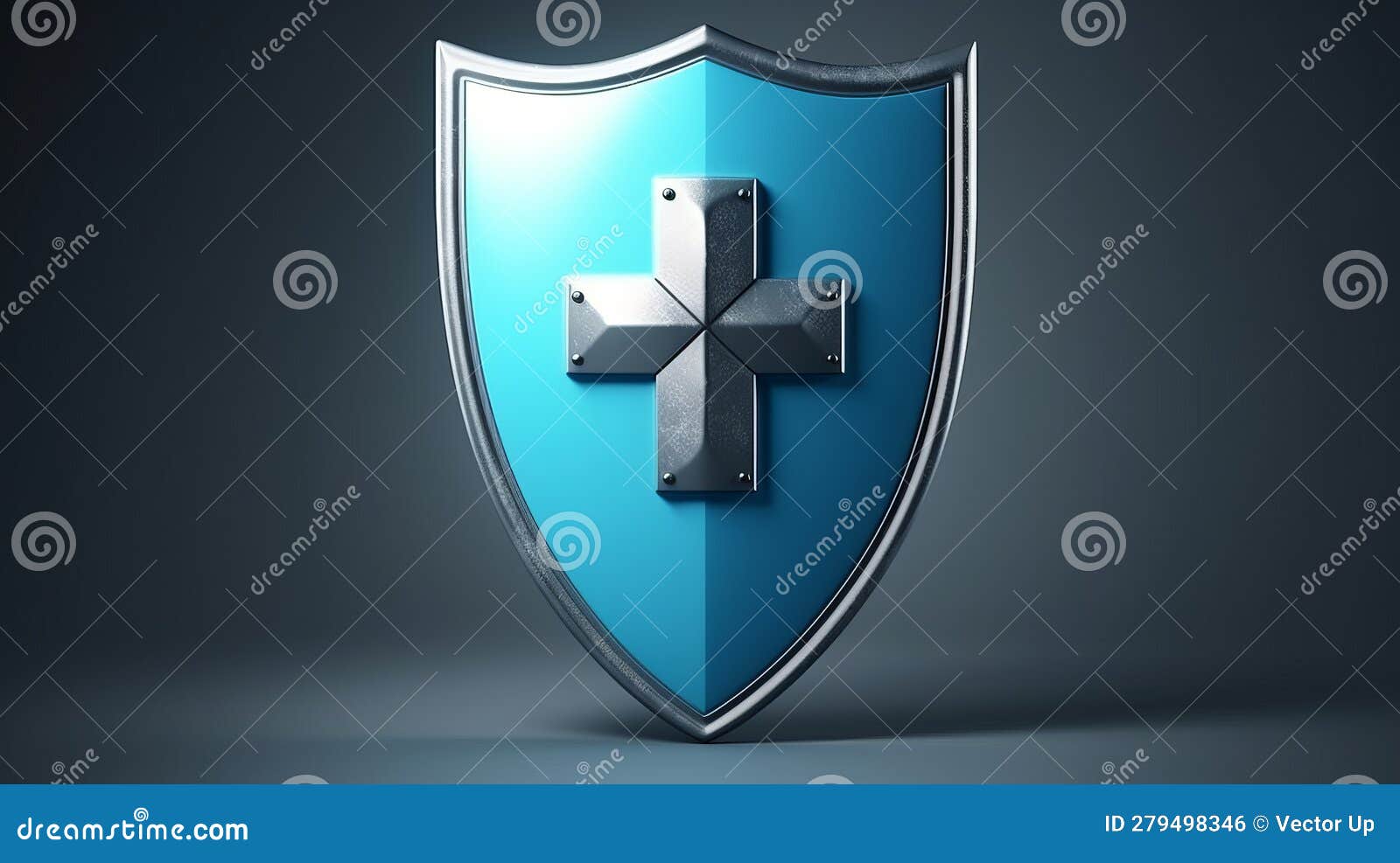 Illustration of Blue Shield with Plus Sign Health. Generative AI Stock ...