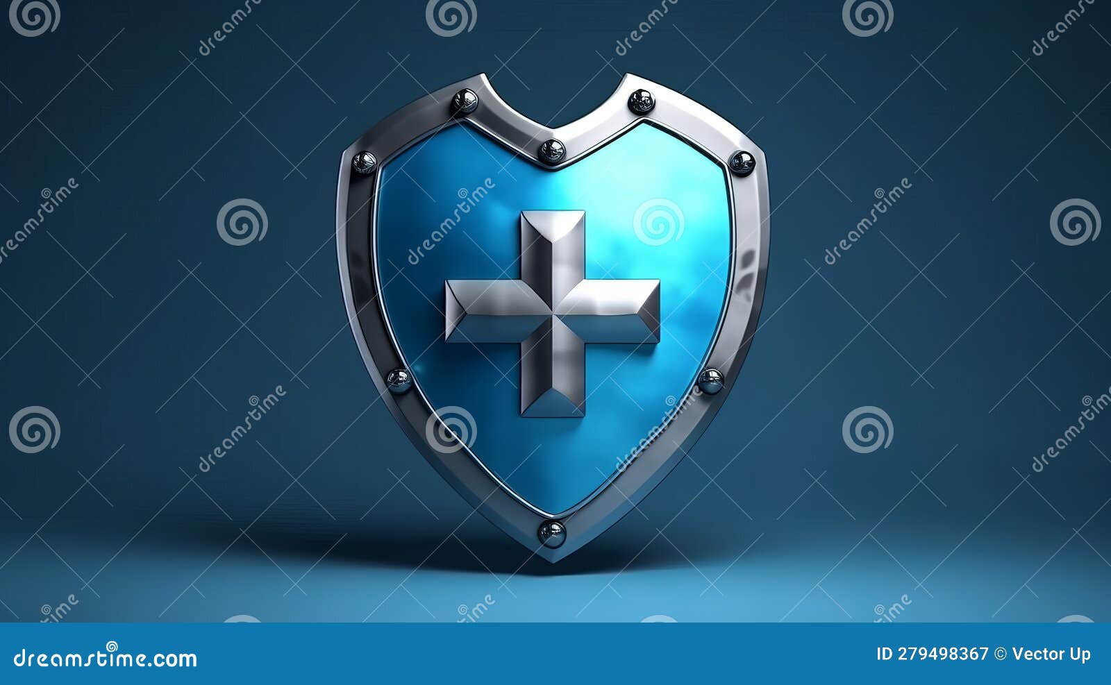 Illustration of Blue Shield with Plus Sign Health. Generative AI Stock ...
