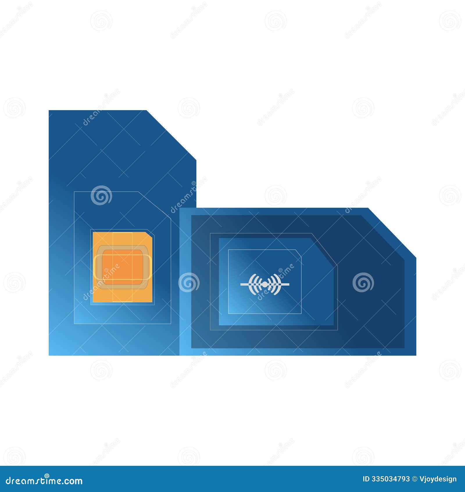 Illustration of a Blue SIM Card Showing Both the Front and Back Sides ...