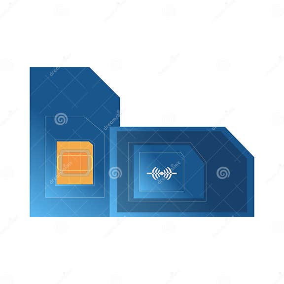 Illustration of a Blue SIM Card Showing Both the Front and Back Sides ...