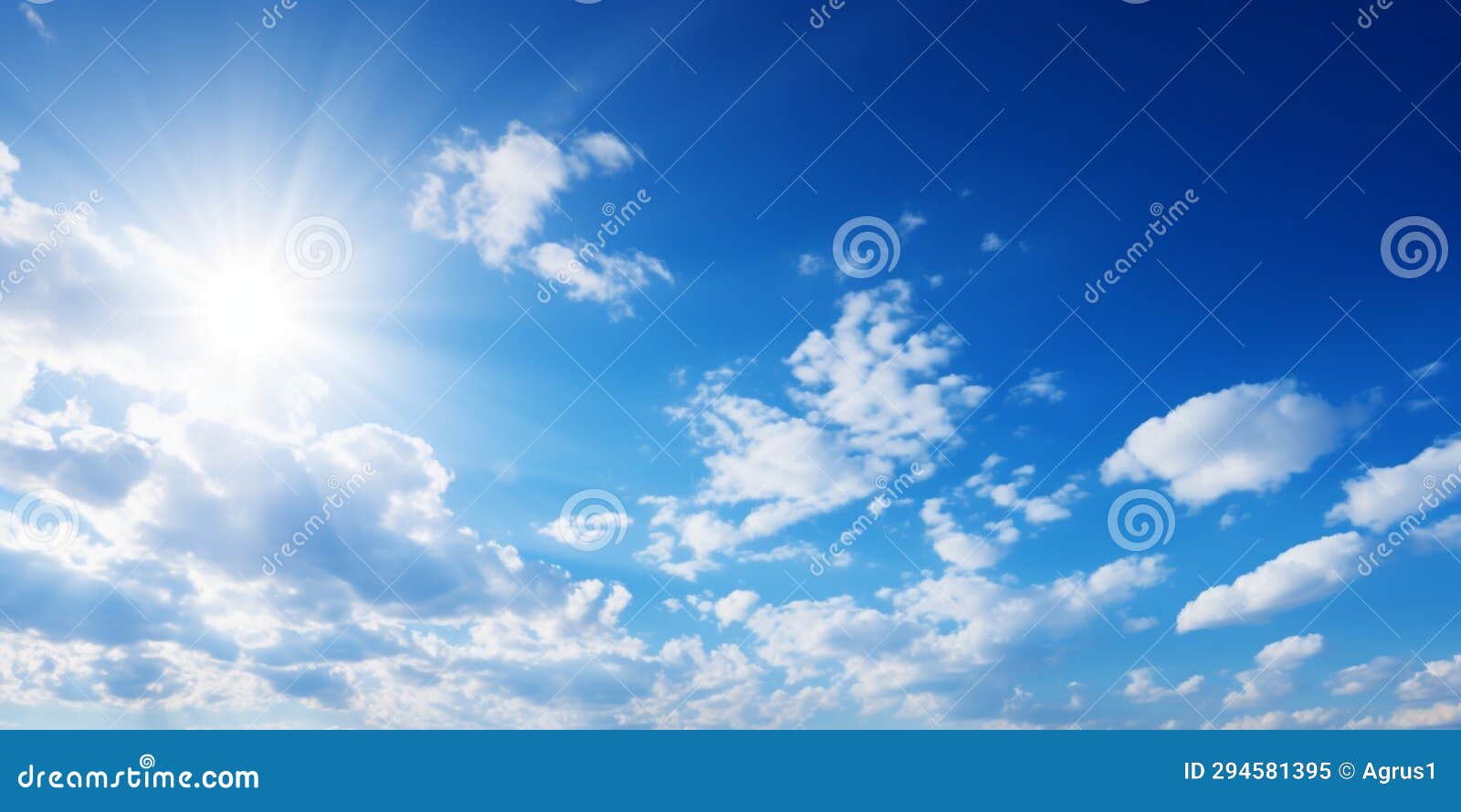 Illustration of Blue Sky with Clouds and Sun Background. Generative AI ...
