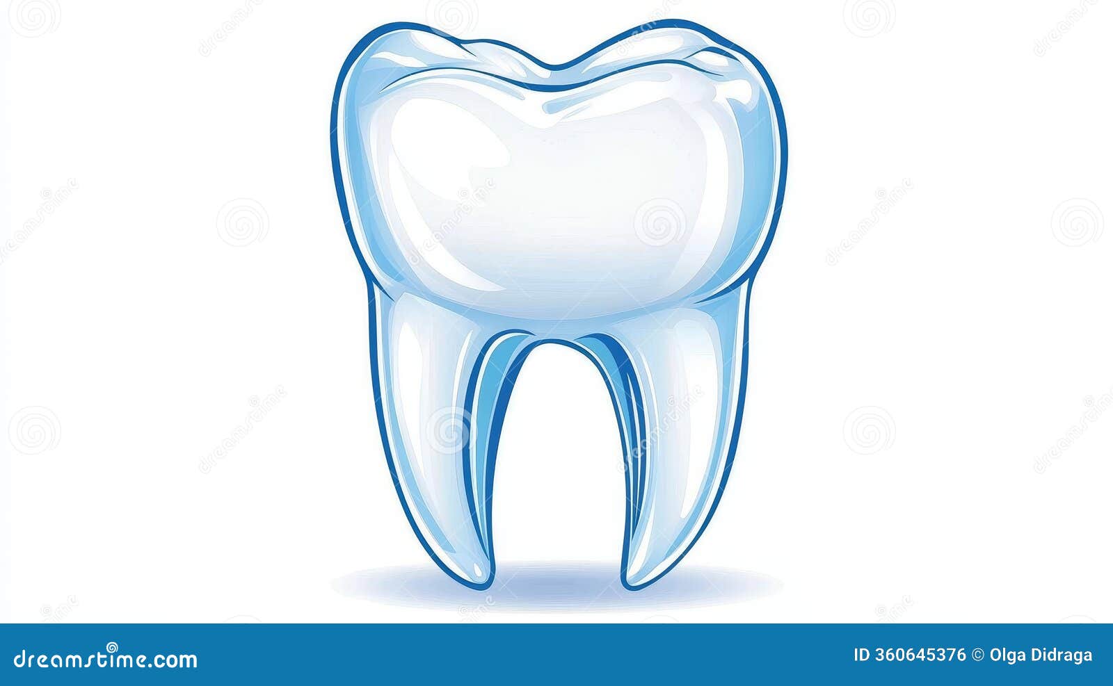 Illustration of a Blue Transparent Tooth on White Background Stock ...