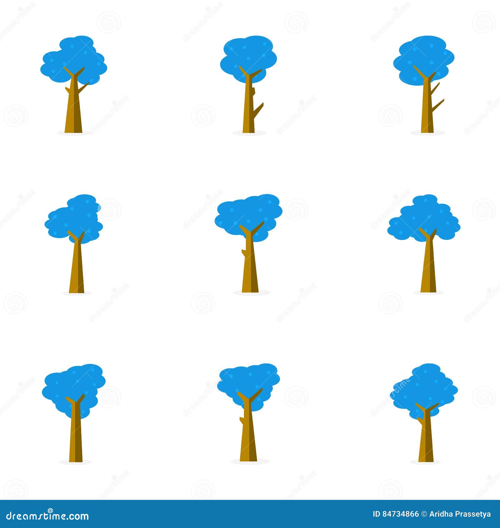 Illustration of Blue Tree Set Stock Vector - Illustration of plant ...