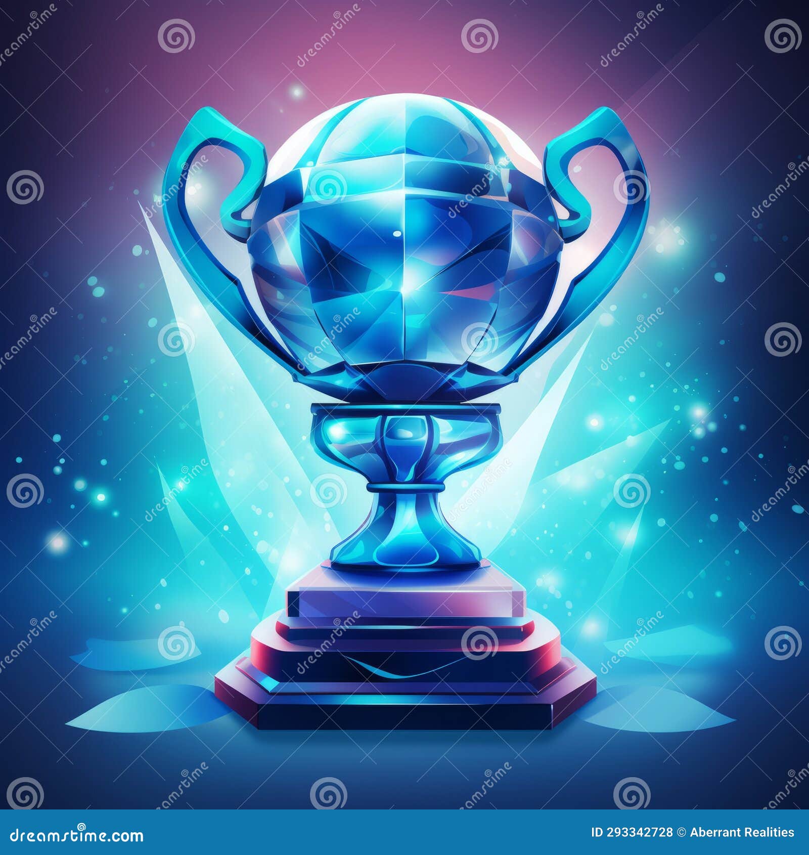 An Illustration of a Blue Trophy on a Dark Background Stock ...