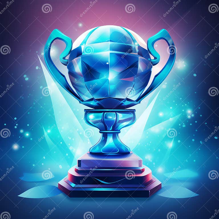 An Illustration of a Blue Trophy on a Dark Background Stock ...